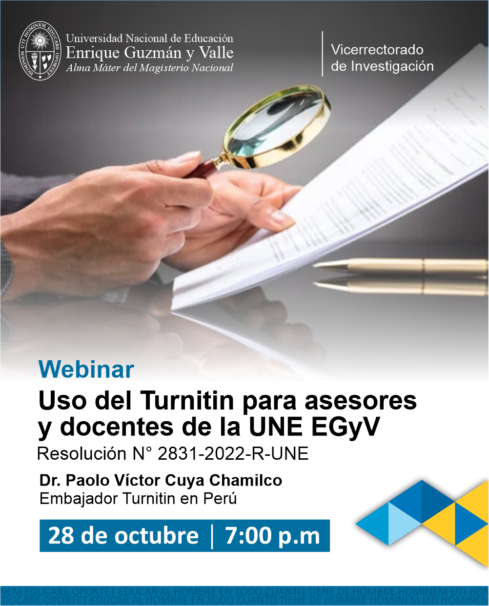Uso del Turnitin para asesores y docentes de la UNE EGyV – Universidad ...